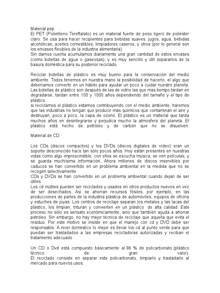 Material Pep | PDF | Reciclaje | Residuos