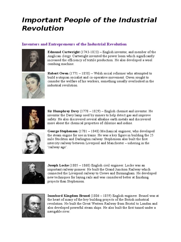 Important People of The Industrial Revolution | PDF | Industrial ...