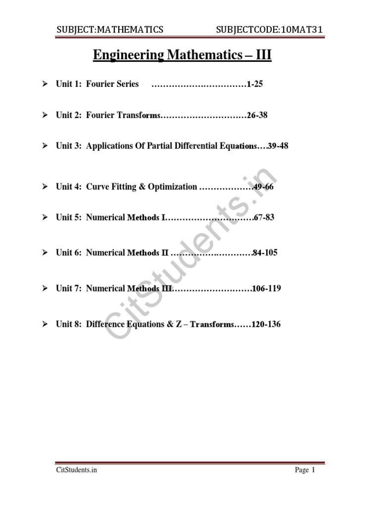 Civil-III-Engineering Mathematics - III (10mat31) - Notes | PDF ...