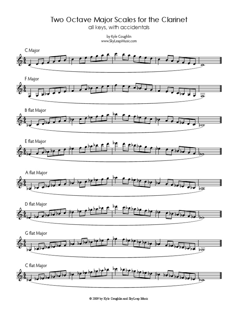 Two Octave Major Scales For The Clarinet | PDF
