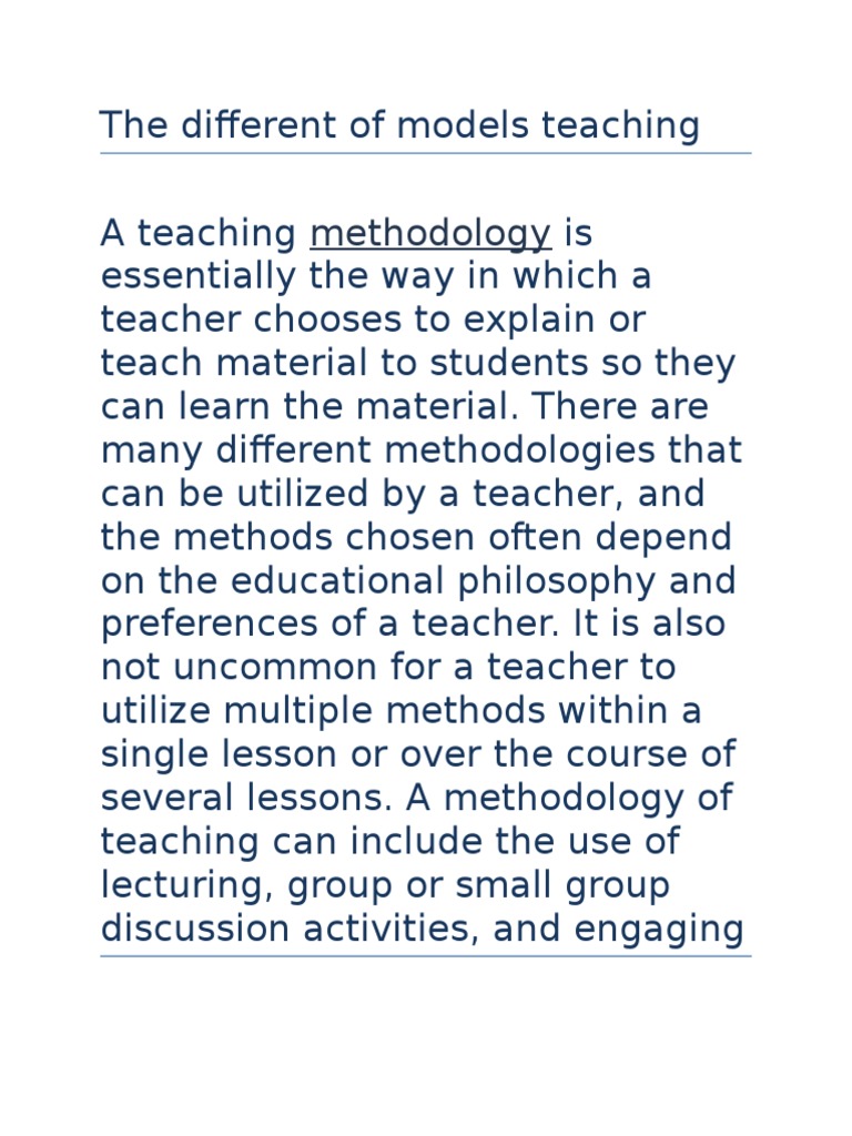 A Teaching Methodology | Teaching Method | Lecture