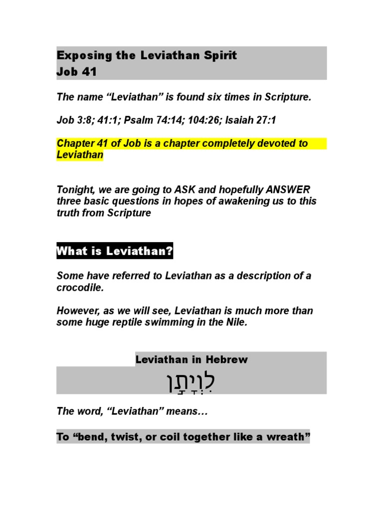 Exposing The Leviathan Spirit | Download Free PDF | Serpents In The ...