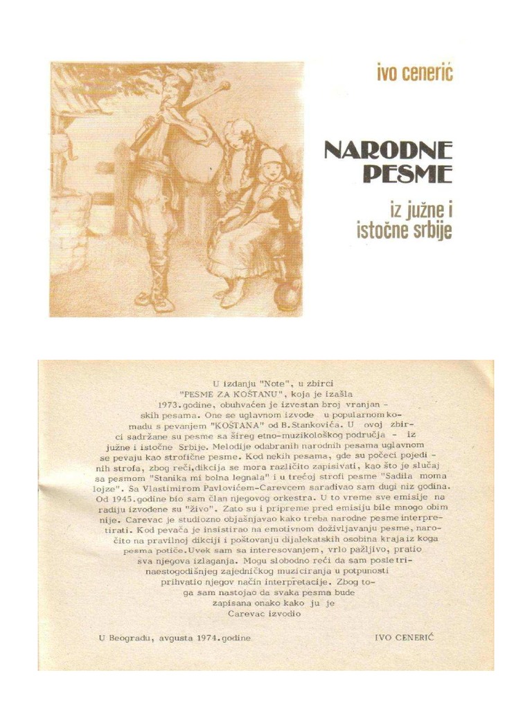 Narodne Pesme Iz Istocne I Juzne Srbije | PDF
