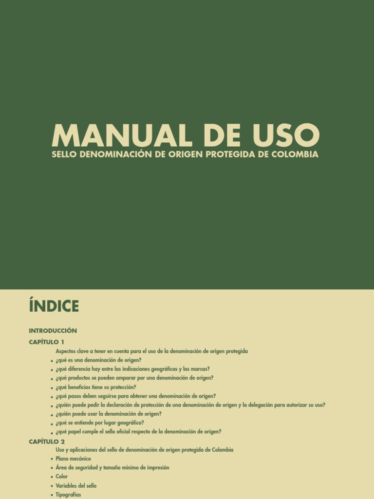 Manual de Uso: Sello Denominación de Origen Protegida de Colombia | PDF ...