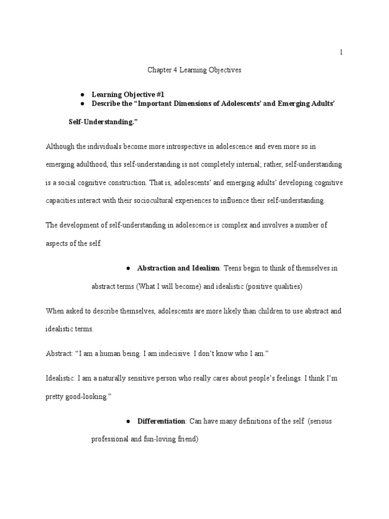 Chapter 4 Learning Objectives | PDF | Temperament | Identity (Social ...