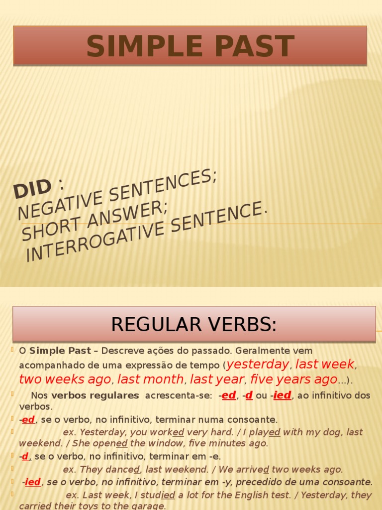 Simple Past - Slides | PDF | Onomastics | Semantic Units