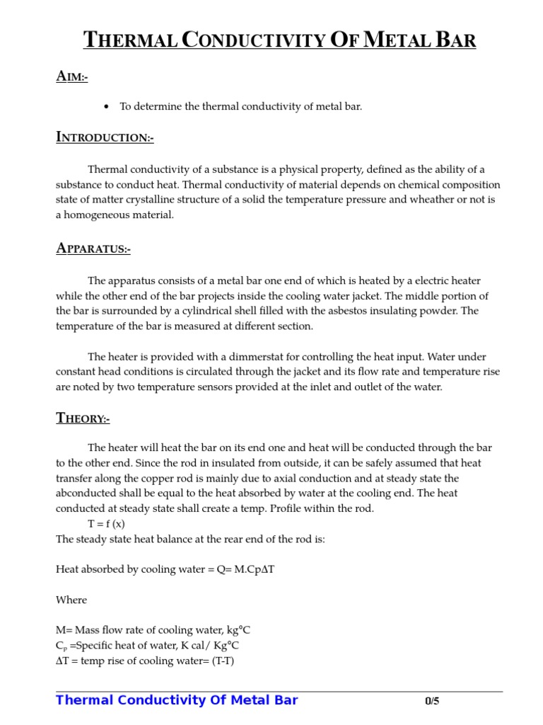Thermal Conductivity of Metal Rod | PDF | Thermal Conduction | Heat