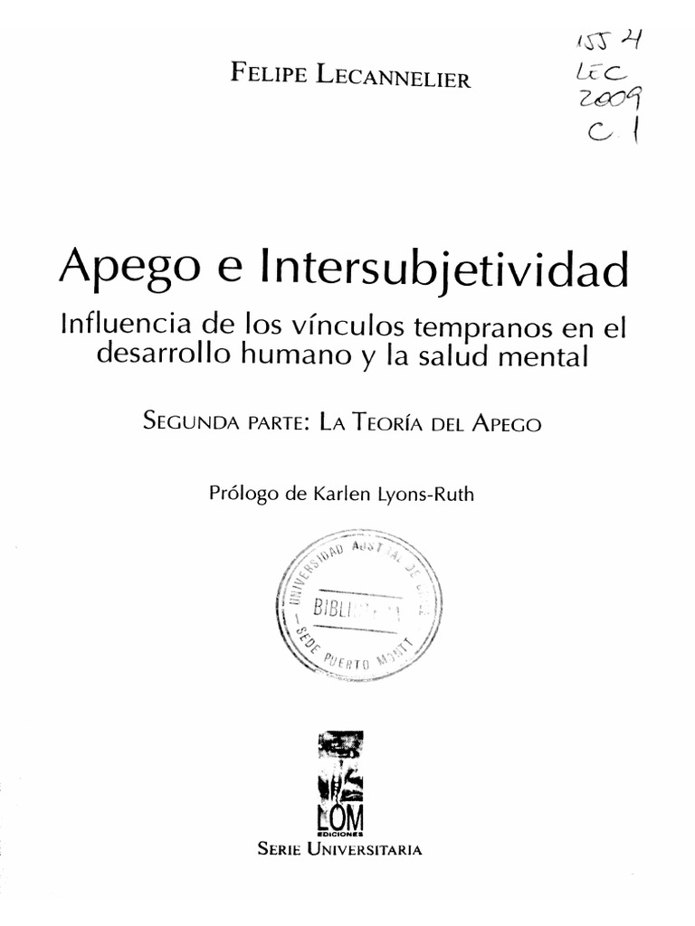 Apego e Intersubjetividad - Felipe Lecannelier | PDF