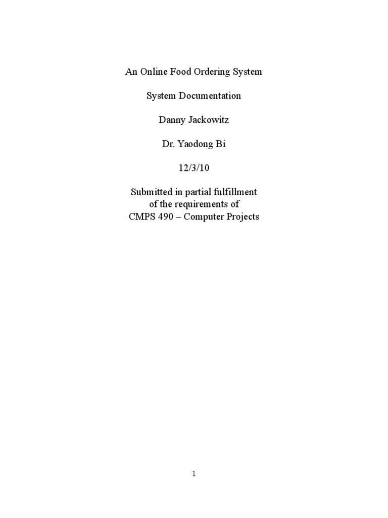 Online Food Ordering System Overview | PDF | Graphical User Interfaces ...