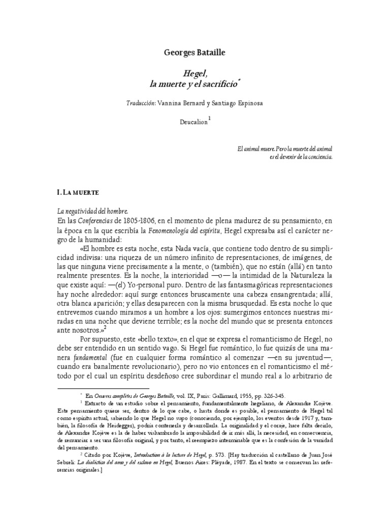 Hegel, La Muerte y El Sacrificio | PDF