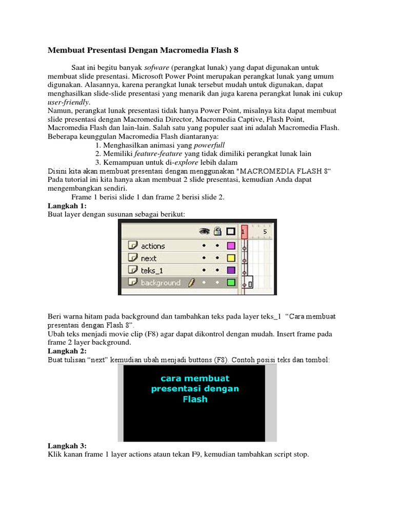 Membuat Presentasi Dengan Macromedia Flash 8 | PDF