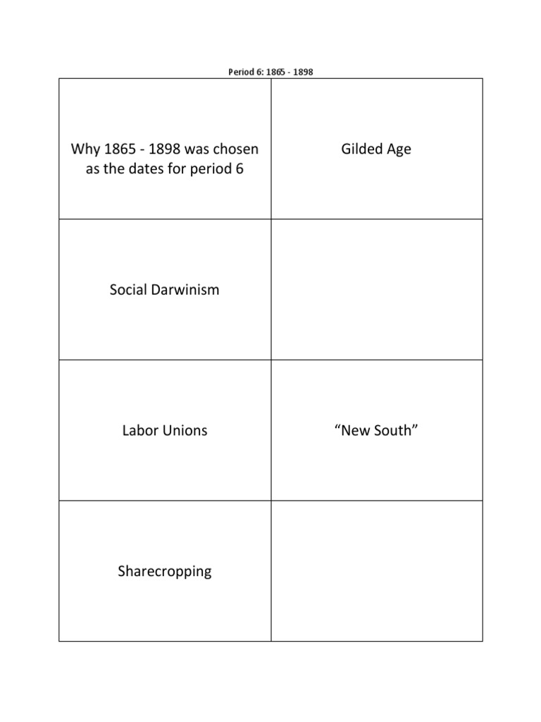Why 1865 - 1898 Was Chosen As The Dates For Period 6 Gilded Age | PDF ...