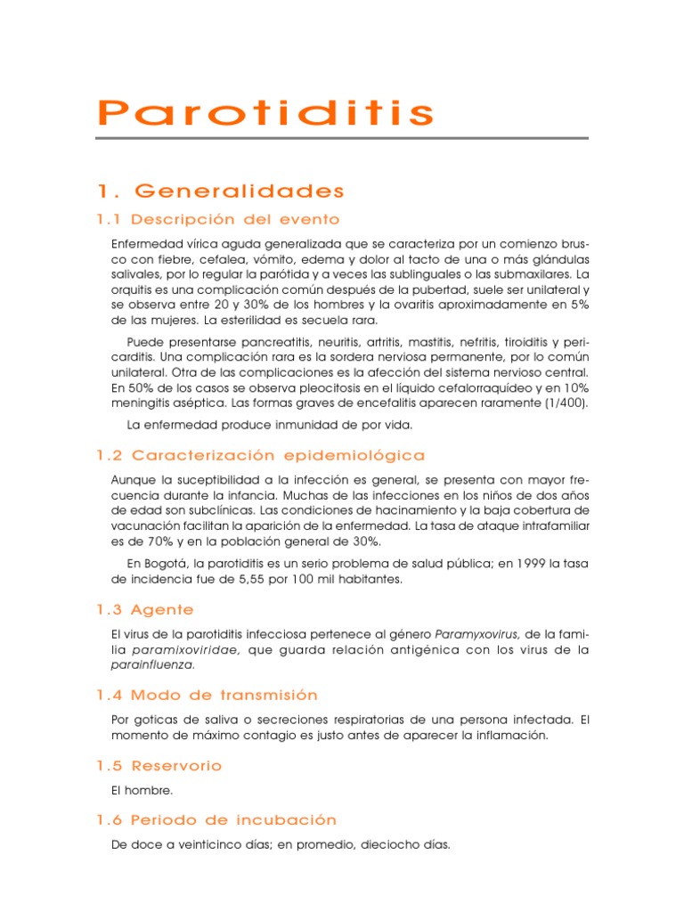 Parotiditis: Síntomas y Complicaciones | PDF | Enfermedades y ...