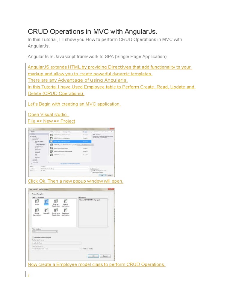 Crud Operations In Mvc With Angularjs Pdf Angular Js World Wide Web
