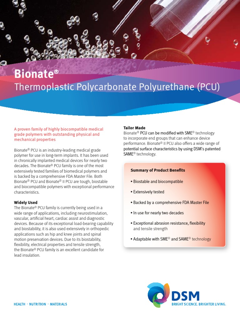 Bionate (R) Pcu Product Sheet | PDF | Young's Modulus | Toxicity