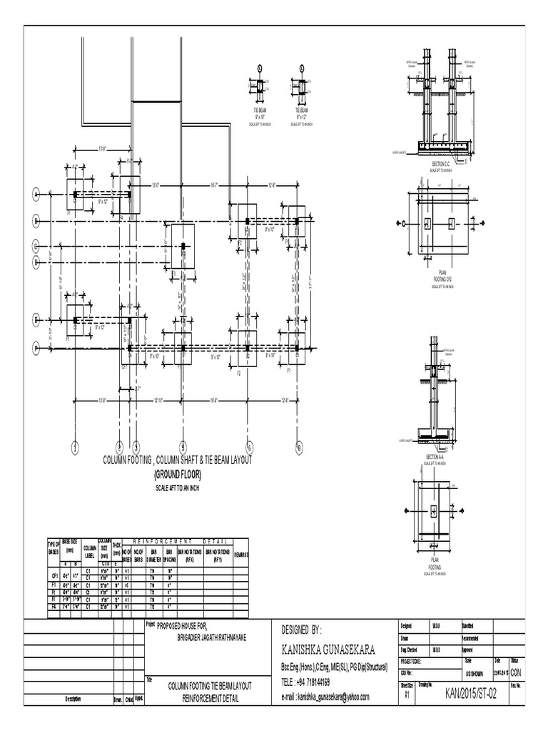 Column Footing and Tie Beam Layout | PDF