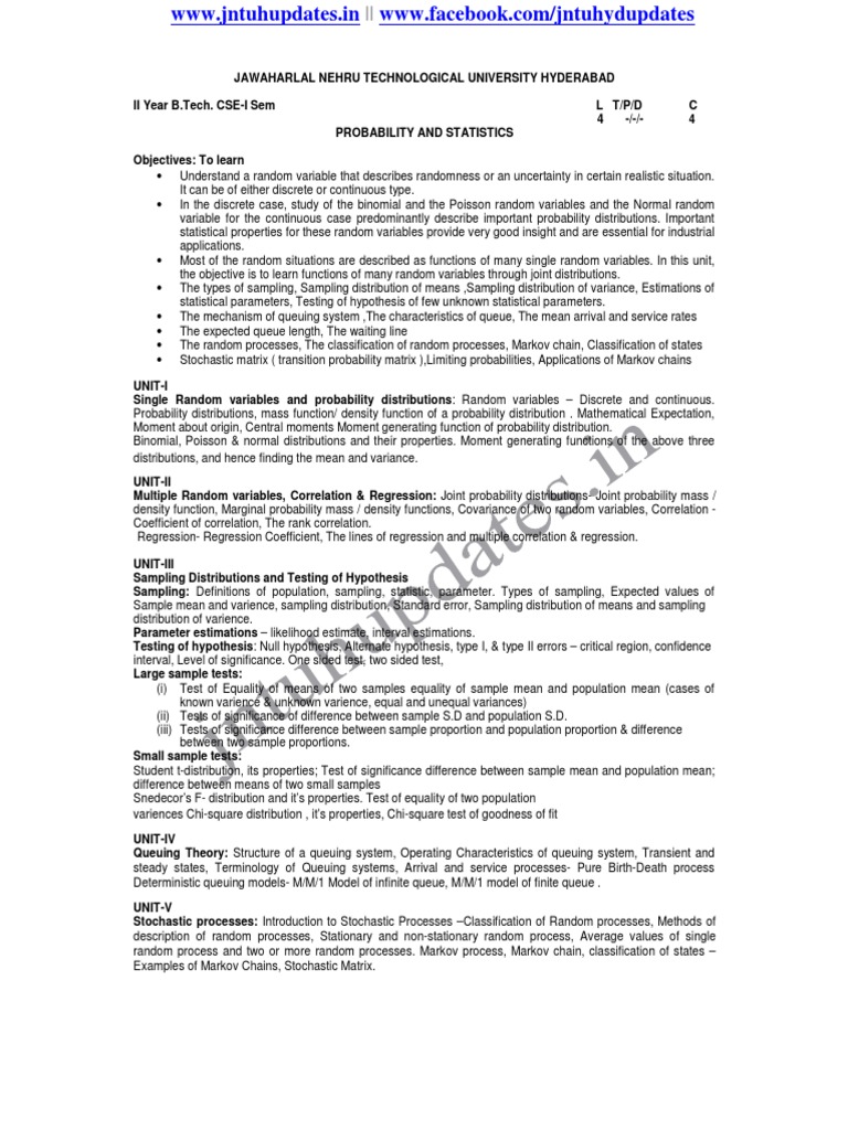 Jntuh 2 1 Sem R13 CSE Syllabus | PDF | Variance | Transistor