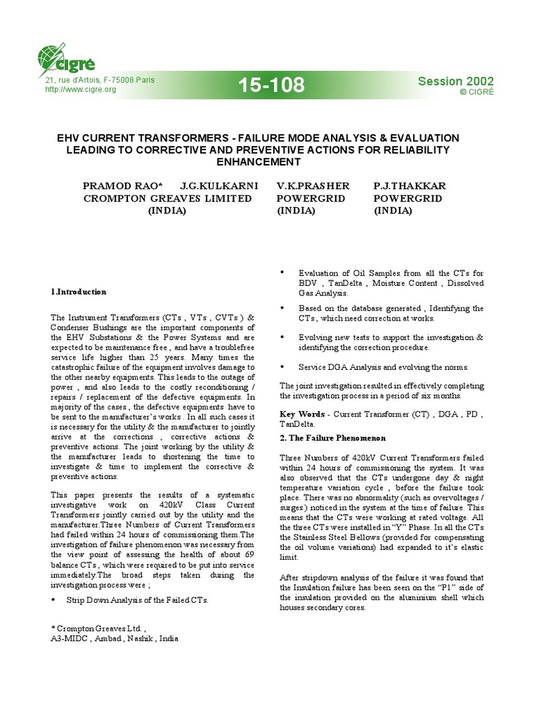 Cigre Paper On CT Failure | PDF | Ct Scan | Electrical Engineering