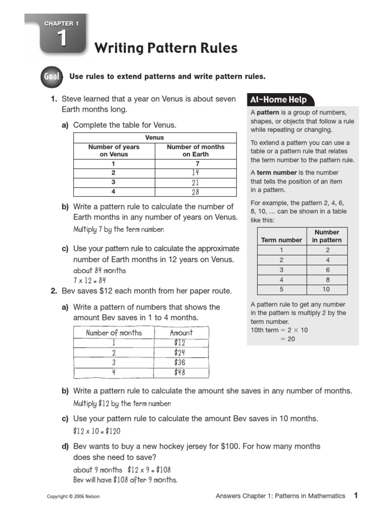 Rules For Number Patterns | PDF | Spreadsheet | Variable (Mathematics)
