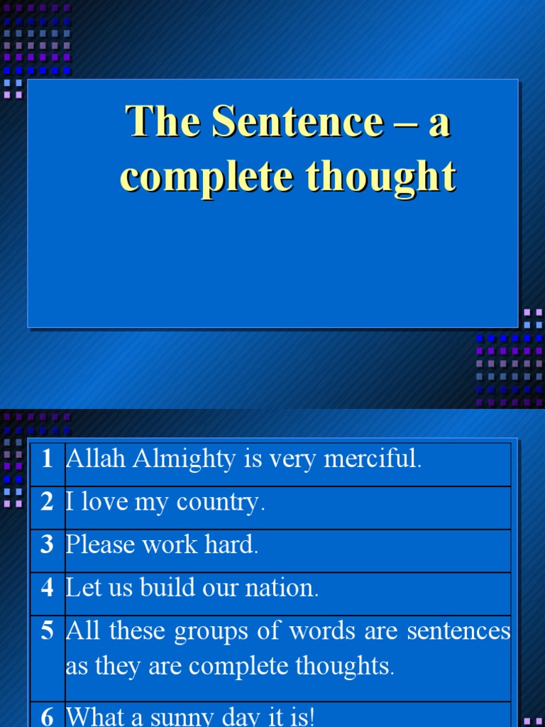 the-sentence-a-complete-thought-subject-grammar-predicate-grammar