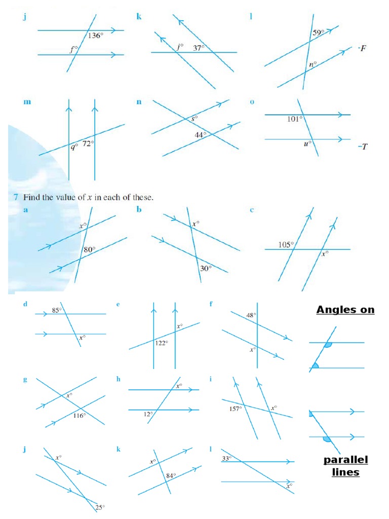 Angles On Parallel Lines Worksheet | PDF