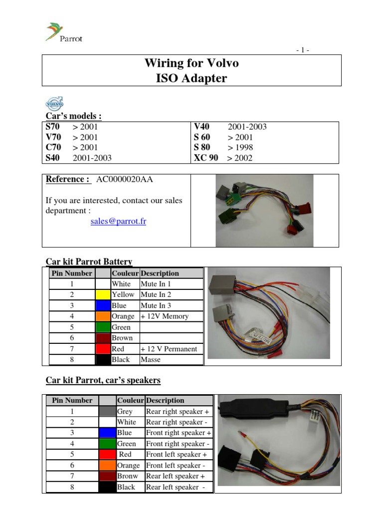 Pin Out Volvo Radio Parrot Adapt | PDF | Transportation Engineering ...