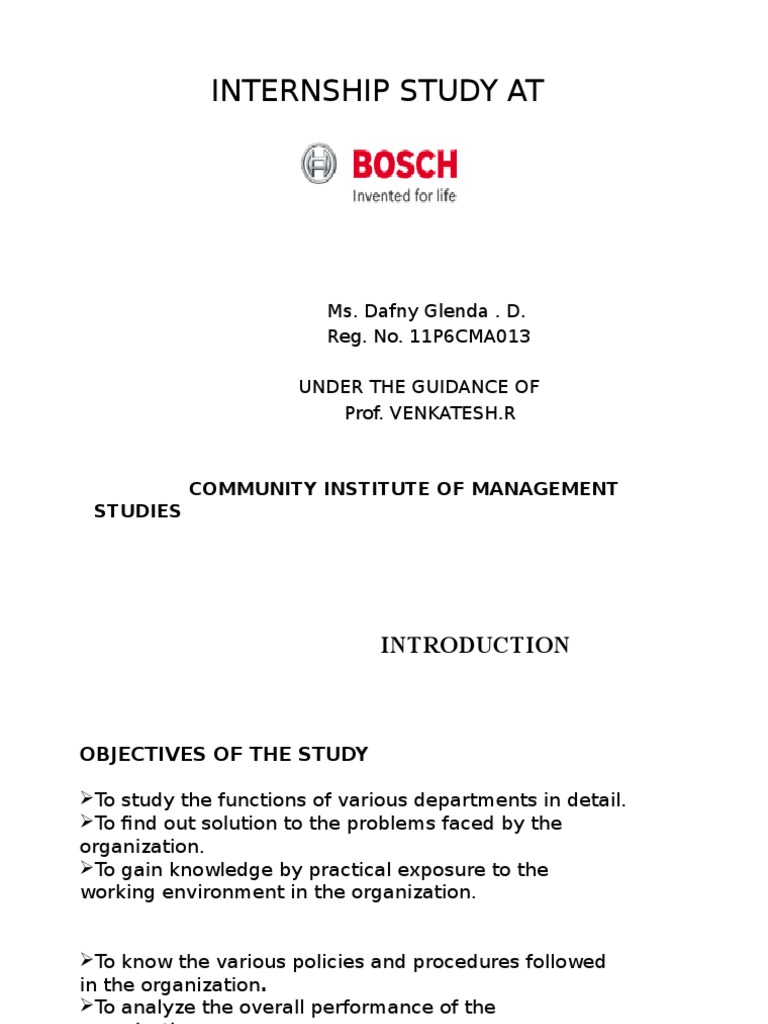 Internship Study at Bosch Company | PDF | Car | Employment