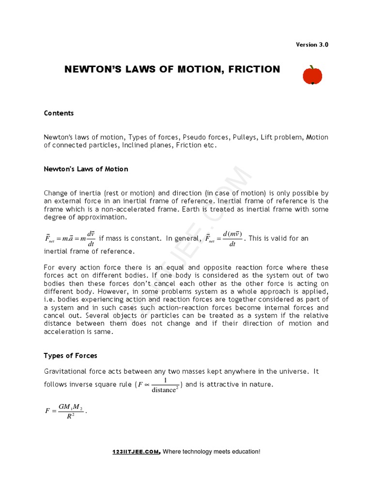 Newtons Laws of Motion Friction | PDF | Force | Tension (Physics)
