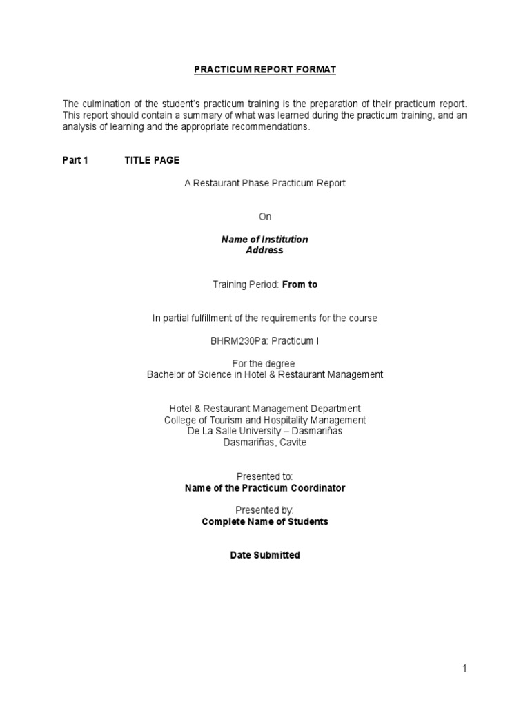 Restaurant Phase Report Format | PDF | Menu | Tableware