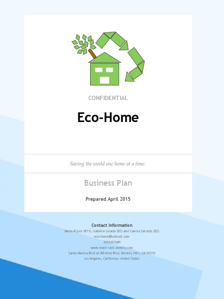 Eco-Home: Business Plan | PDF | Competition | Recycling