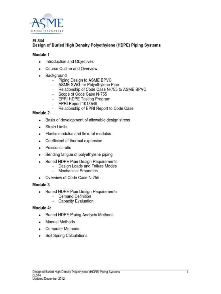 Design and Analysis of Buried High Density Polyethylene Piping Systems According to Code Case N ...