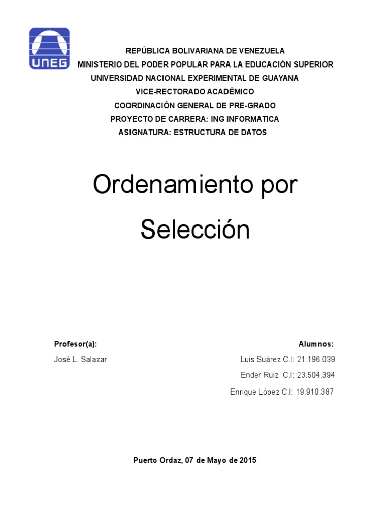 Ordenamiento Por Seleccion | PDF | Programación de computadoras ...