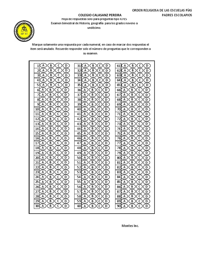 Hoja de Respuestas Tipo Icfes | PDF Hoja de Respuestas Tipo Icfes | PDF