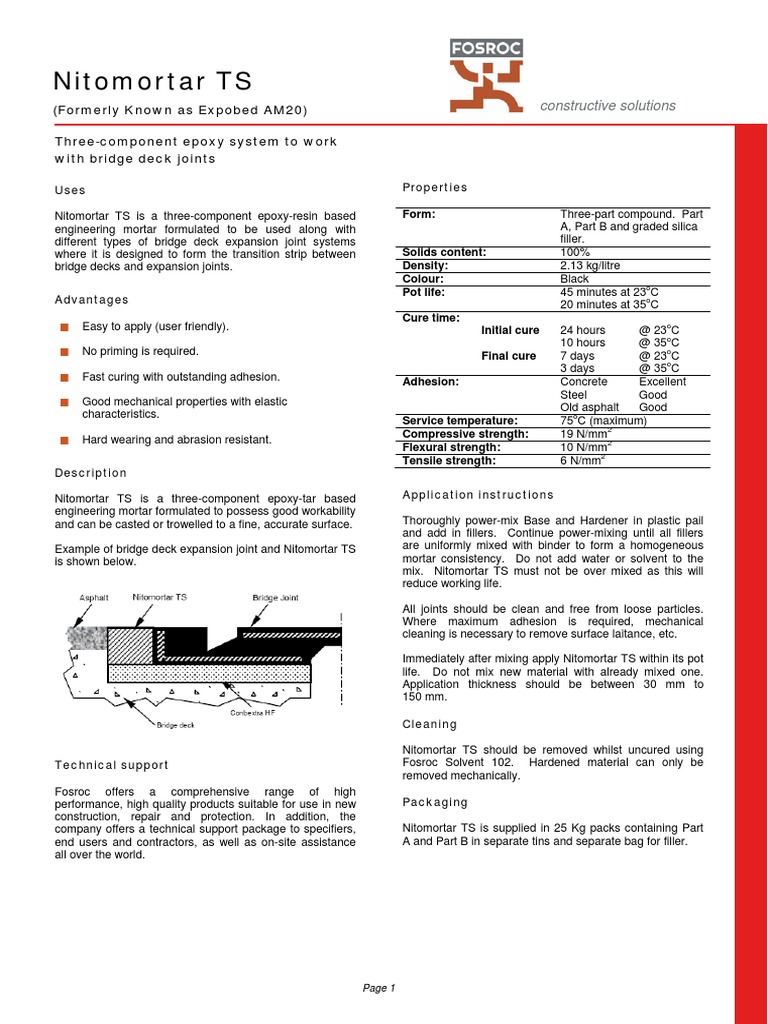 Nitomortar TS | PDF | Epoxy | Concrete