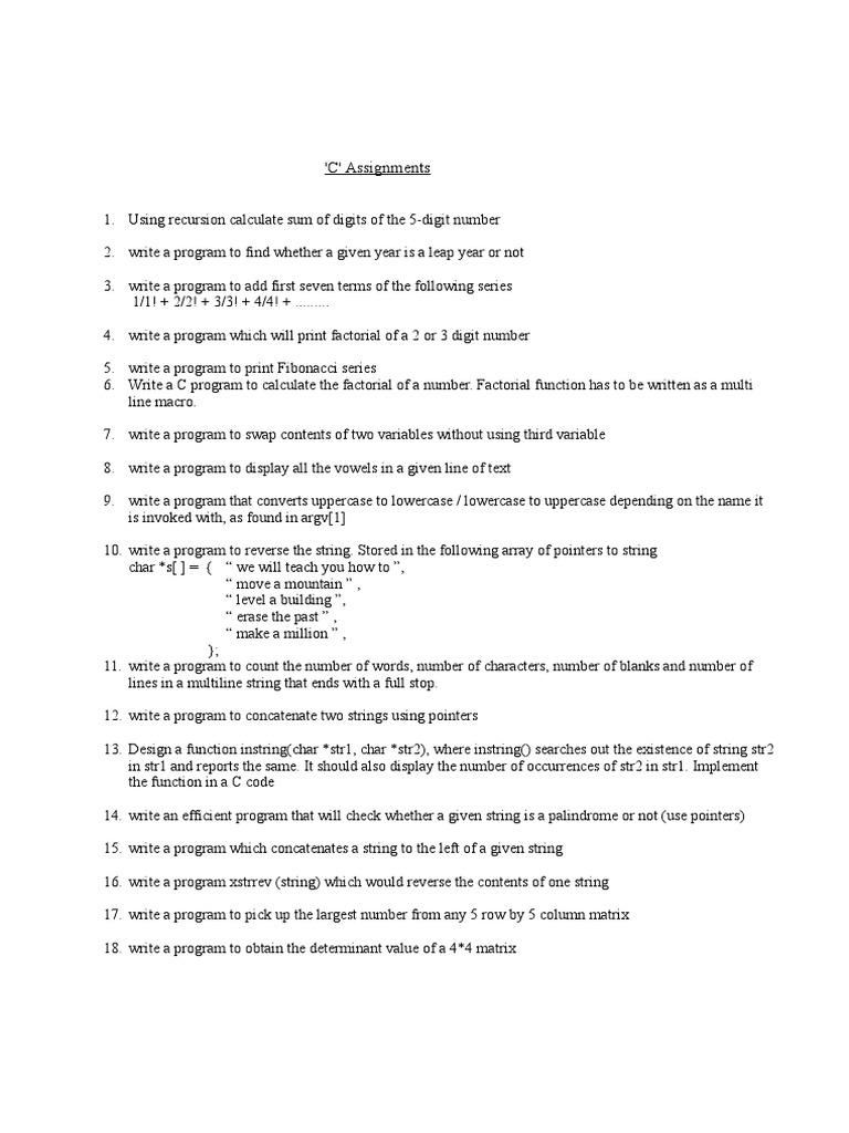 C Assignments C Programming Language String Computer Science 