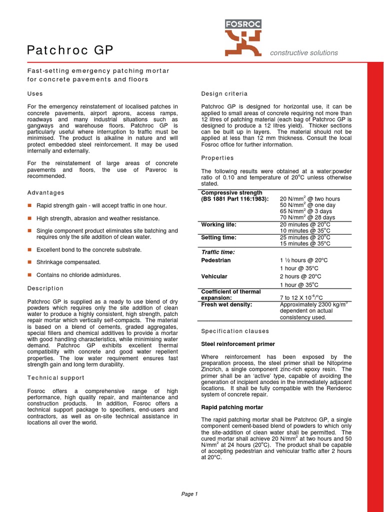 Patchroc GP | PDF | Corrosion | Concrete