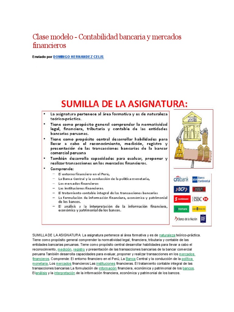 Clase Modelo de Contabilidad Bancaria | PDF | normas internacionales de ...