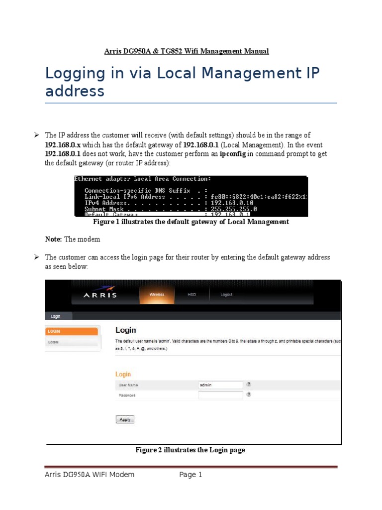 Arris DG950A Wifi Management Manual | PDF | Wi Fi | Modem