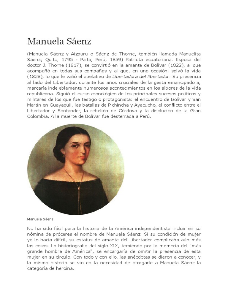 Manuela Sáenz | PDF | Agitación | Conflicto armado