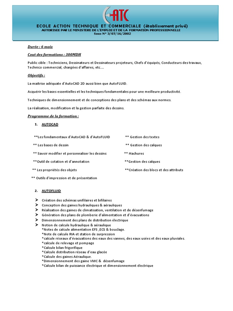 Formation Autocad | PDF | AutoCAD | Climatisation