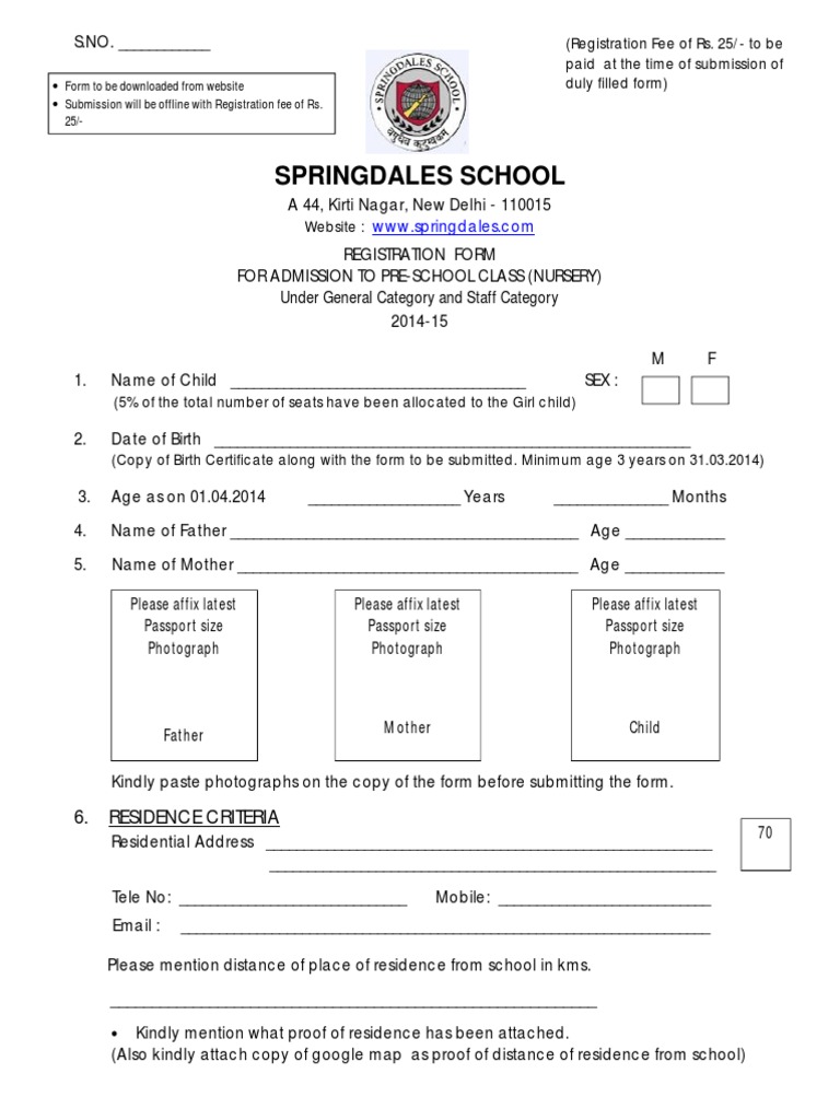Springdale Form | PDF | Birth Certificate | Social Institutions