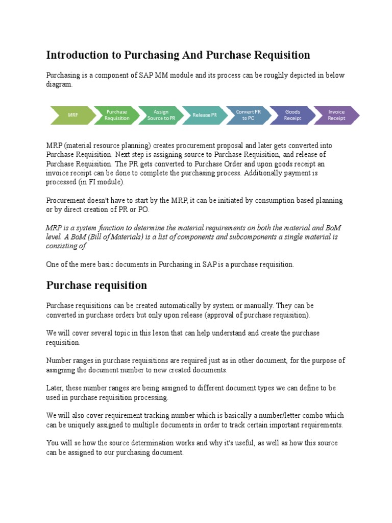 MRP - Introduction To Purchasing and Purhase Requisition | PDF ...