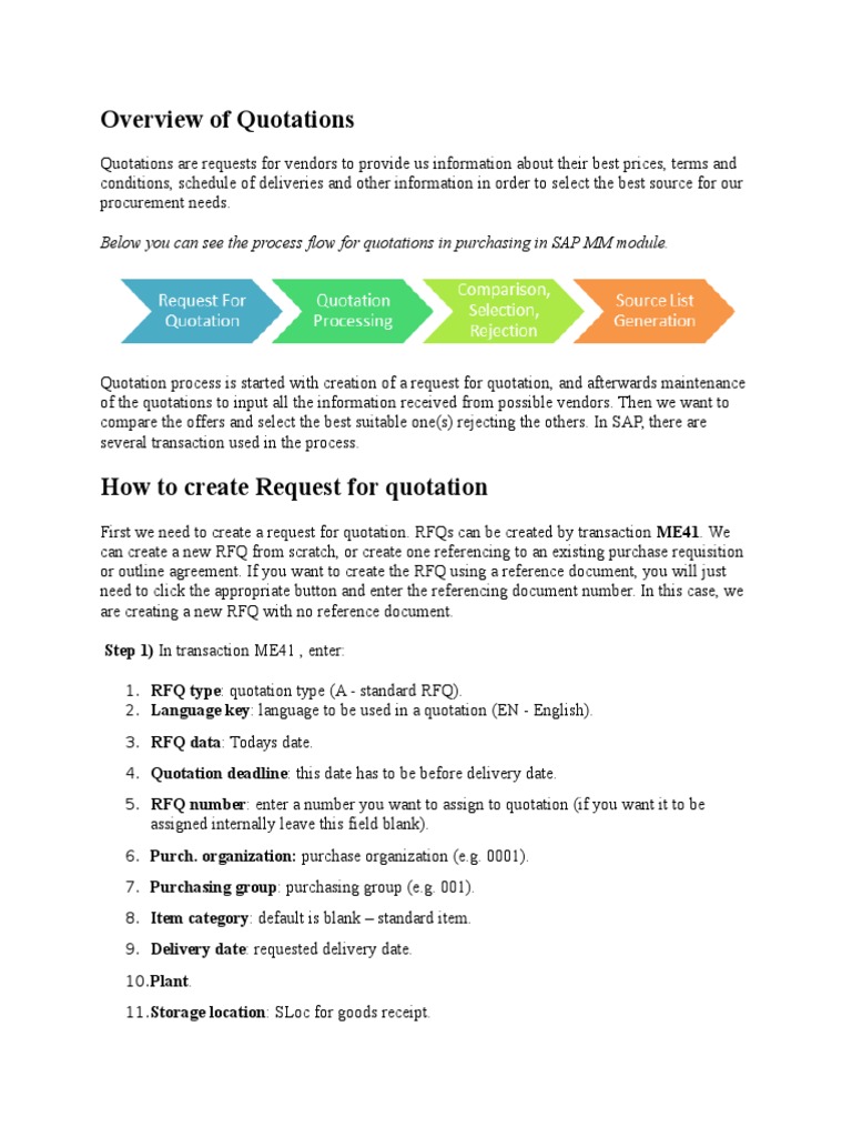 Overview & How To Create of Quotations | PDF | Procurement | Information