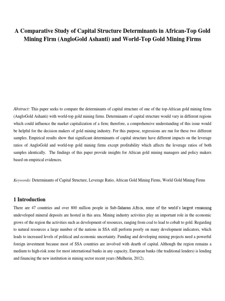 Capital Structure in African Gold Mining | PDF | Capital Structure ...
