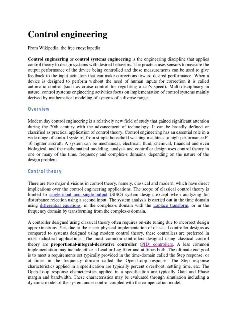Control Engineering | PDF | Control Engineering | Control Theory
