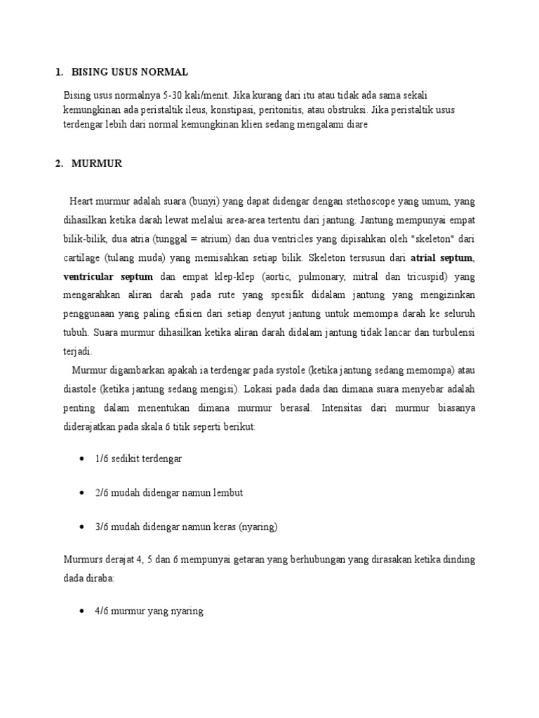 Bising Usus Normal Dan Kelainan Murmur | PDF