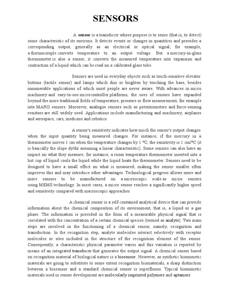 Sensors | PDF | Sensor | Electrical Engineering
