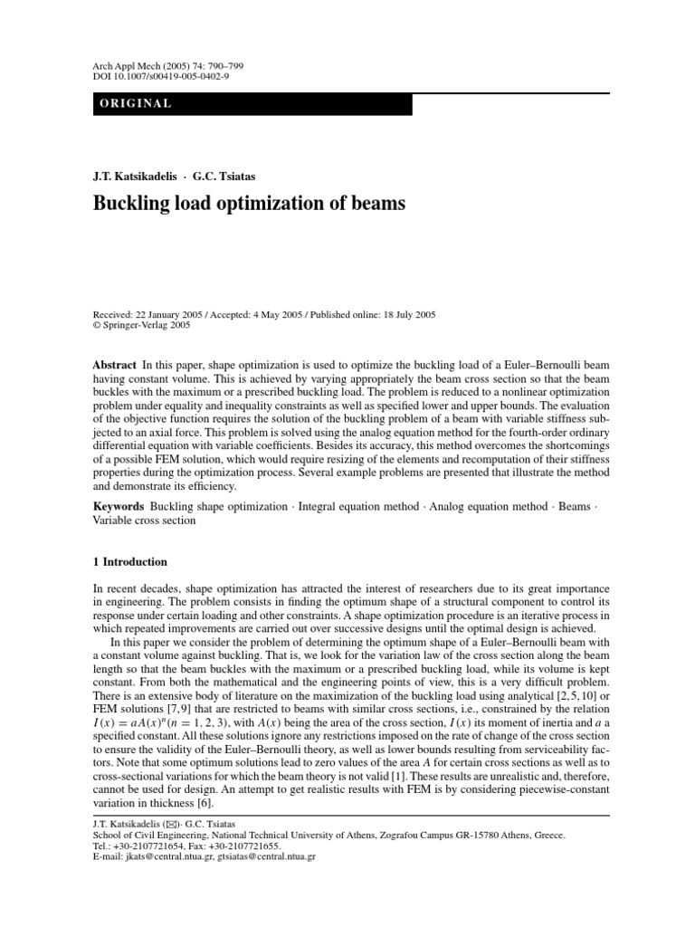 Buckling Load Optimization of Beams | PDF | Buckling | Mathematical Optimization