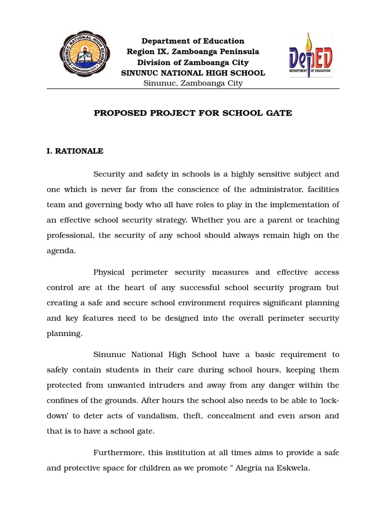 Project Proposal On School Gate | PDF