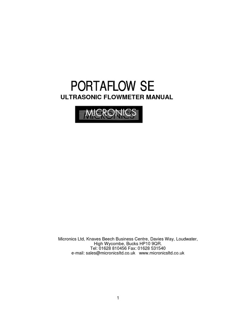 Portaflow SE Manual | PDF | Flow Measurement | Calibration